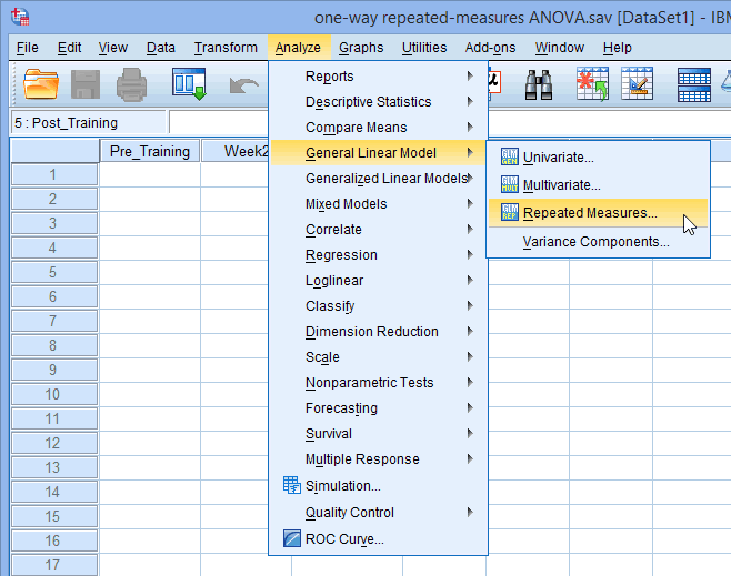 One Way Anova With Repeated Measures In Spss Statistics Step By Step