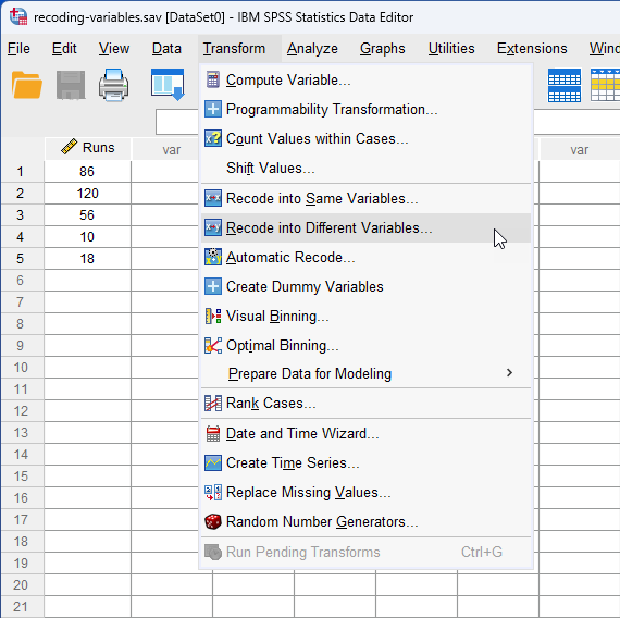 Recoding Variables In Spss Statistics Single Values Laerd Statistics