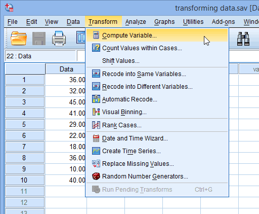  Transform Menu SPSS 