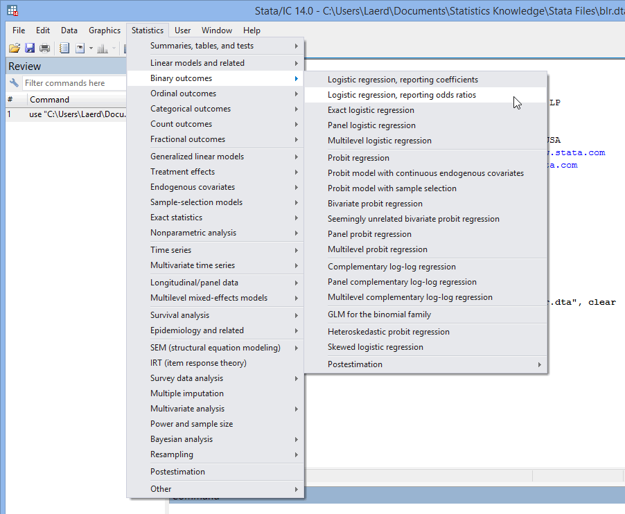 How To Perform A Binomial Logistic Regression Analysis In Stata Laerd 